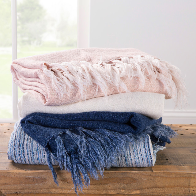 Jaipur Living Lisabet Solid Blue Throw, 51"x67" - Contemporary - Throws ...