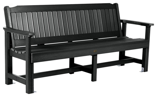 Classic Outdoor Bench, Large Design With Slatted Seat and Back - Transitional - Outdoor Benches ...