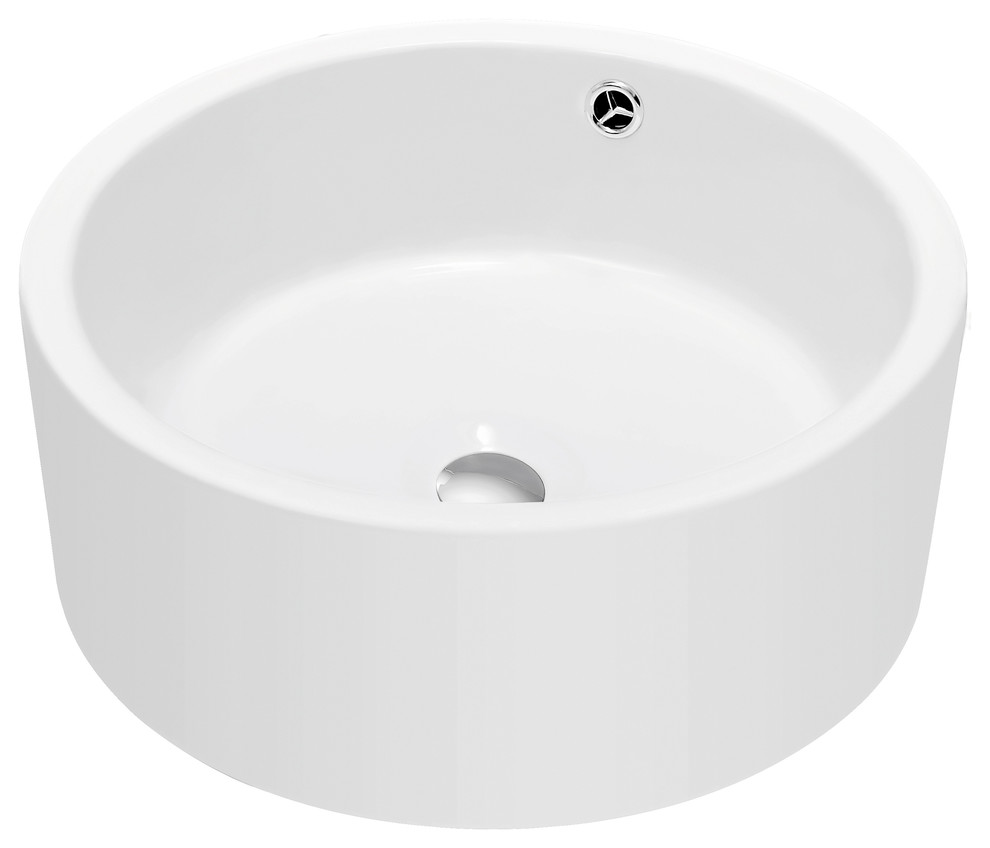 Dawn Vessel Above-Counter Cylinder Ceramic Art Basin with Overflow ...