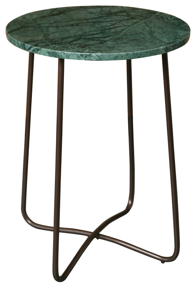Green Round Marble End Table | Dutchbone Emerald - Contemporary - Side ...
