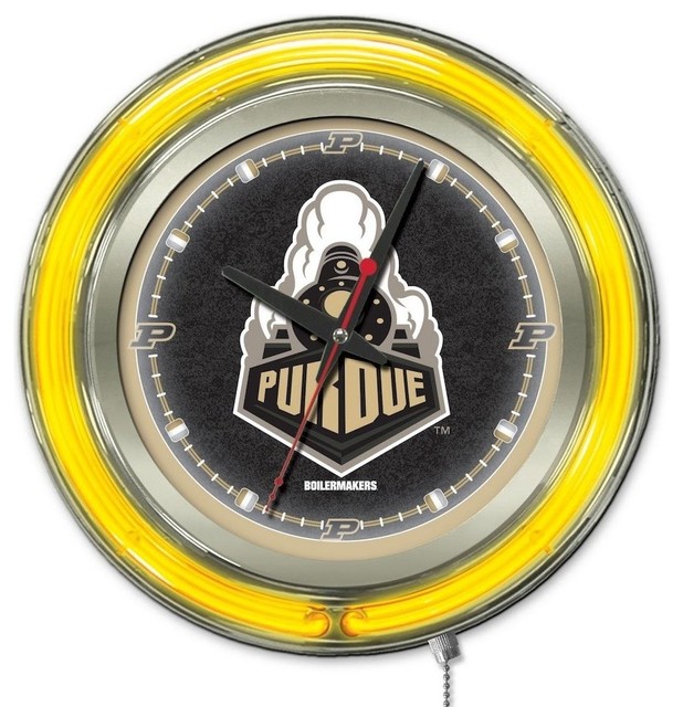 Purdue Neon Clock - Contemporary - Wall Clocks - by Holland Bar Stool ...