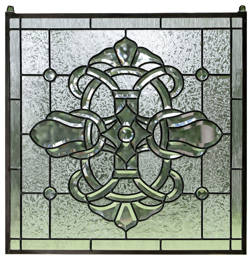 Handcrafted All Clear Beveled glass window panel 24" x 24 ...