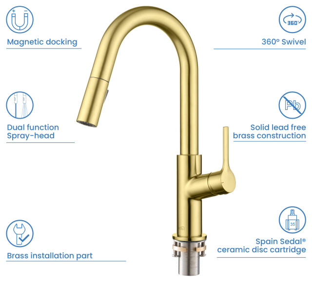 Fusion Single Handle Pull Down Sink Faucet With Soap Dispenser ...