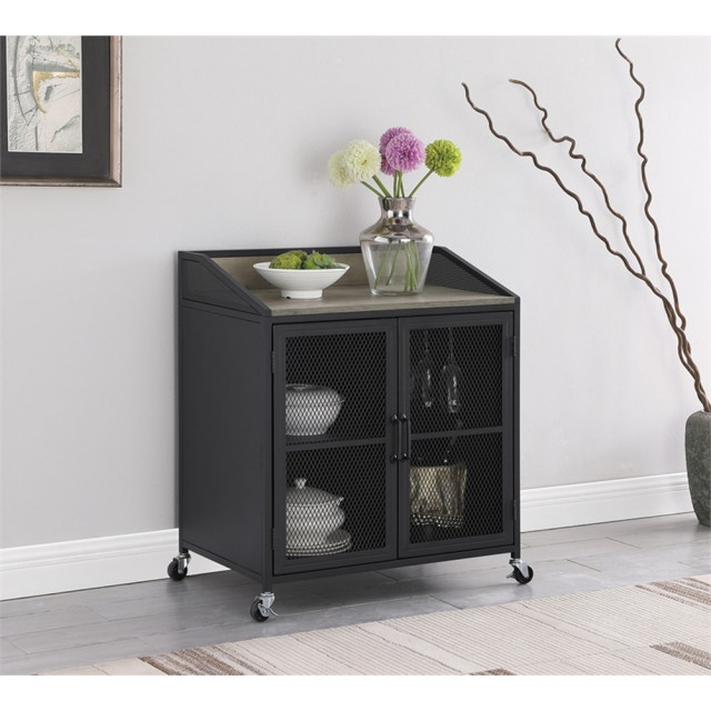 Coaster Arlette Accent Cabinet with Metal Mesh Doors Gray Wash and ...