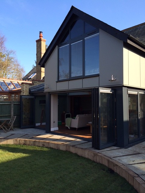 Powder coated Aluminium clad two storey steel framed extension ...