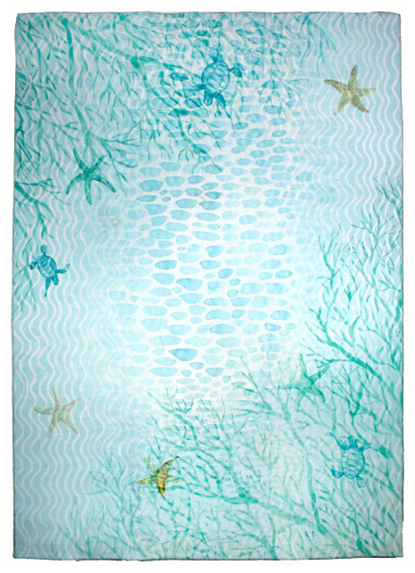 Coral Sea Aqua Indoor Area Rug, 5'x7' - Beach Style - Area Rugs - by ...