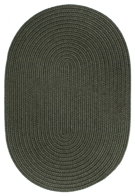 Pura Braided Green Wool Rug, 7'x9' Oval - Contemporary - Outdoor Rugs ...