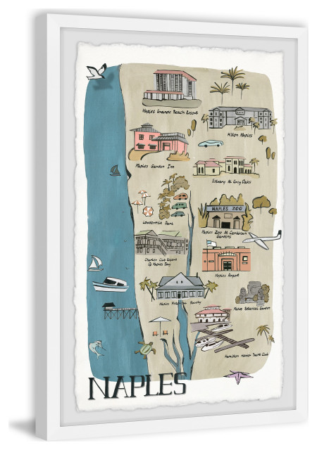 "Illustrated Map of Naples, Florida" Framed Painting Print, 12x18 ...