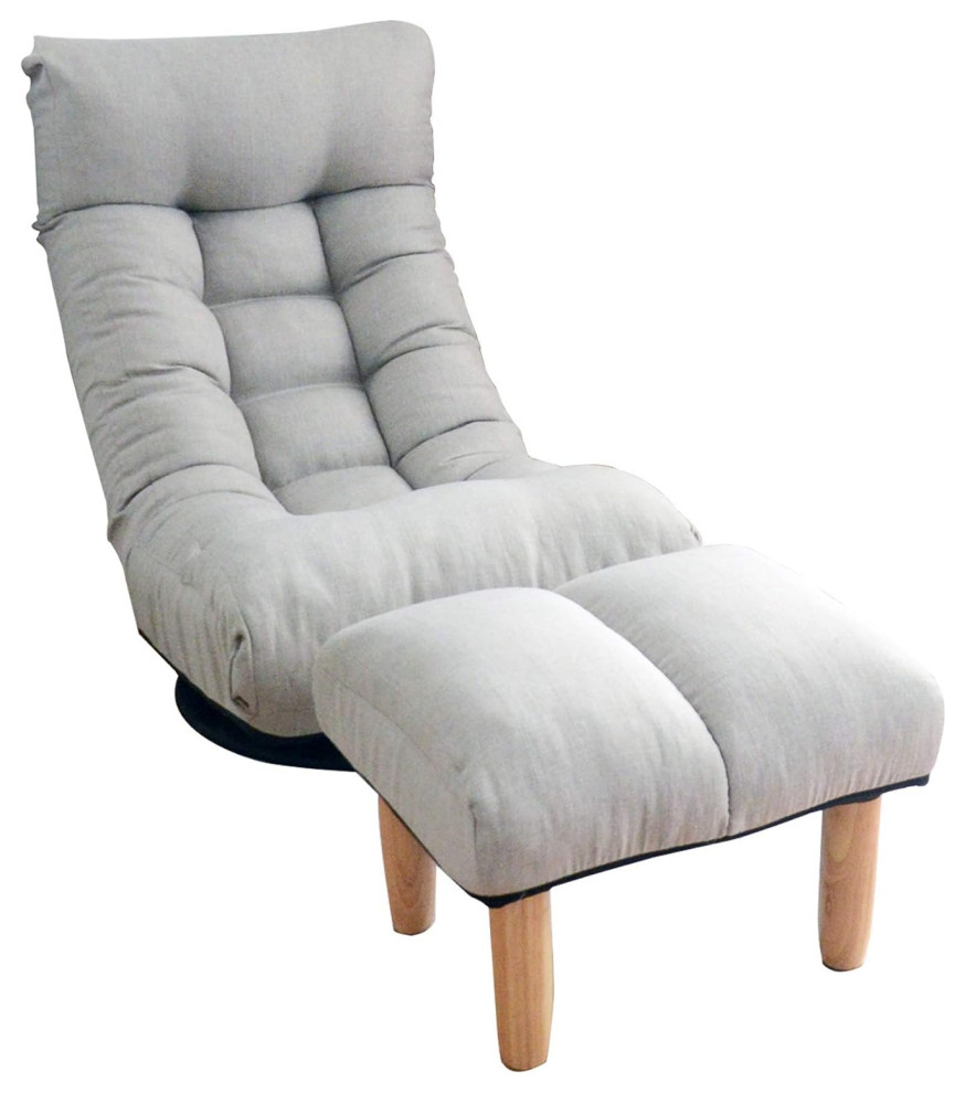 Unique Reclining Floor Chair With Footstool, Square Tufted Upholstery ...