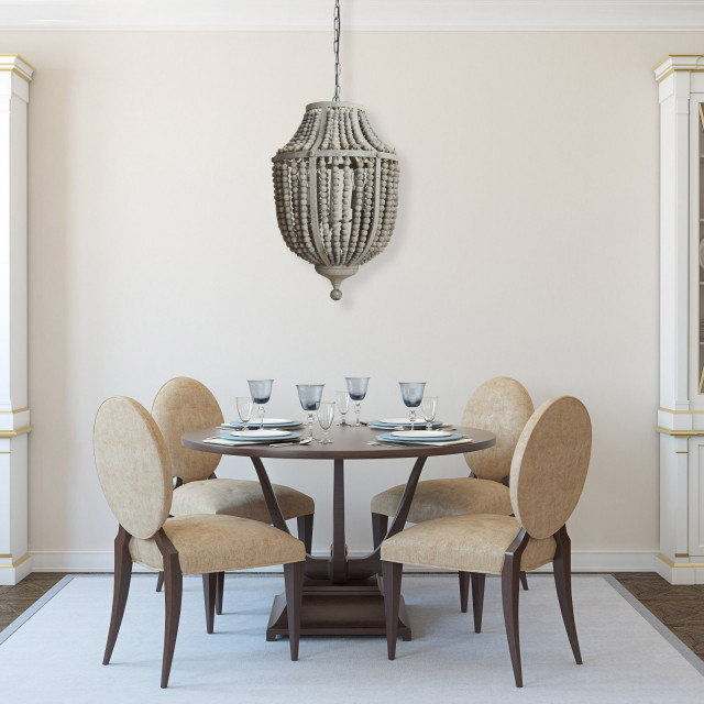 Unique Pendant Lighting, Distressed Metal Frame With Decorative Wood ...