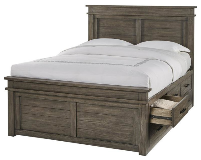 Transitional Greystone Queen Captains Bed, Belen Kox - Rustic ...