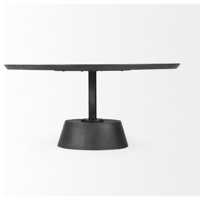 Black Wooden Pedestal Base Coffee Table - Industrial - Coffee Tables ...