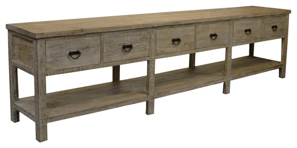 CFC Furniture Reclaimed Lumber Console With 6 Drawers - Transitional ...
