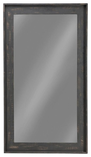 Pemberly Row Glass Rectangle Bold Contoured Frame Floor Mirror Brown ...
