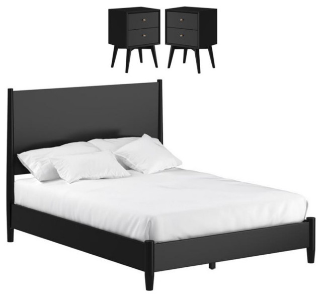 Home Square 3 Piece Set with Full Size Panel Bed & 2-Drawer Nightstand ...