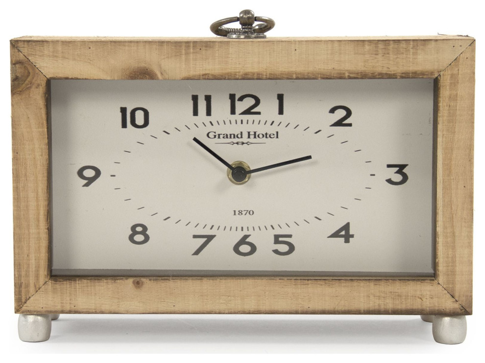Wooden Box Clock - Rustic - Desk And Mantel Clocks - by Hudson Home ...