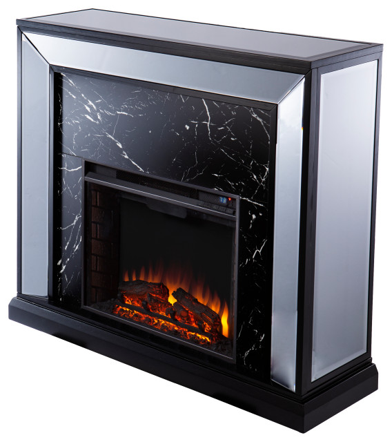 Trason Mirrored Faux Marble Fireplace - Transitional - Indoor ...