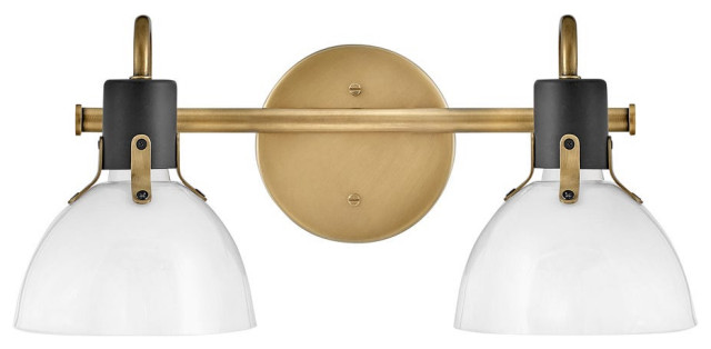 Hinkley Argo 18" Small Two Light Vanity, Heritage Brass with Black ...