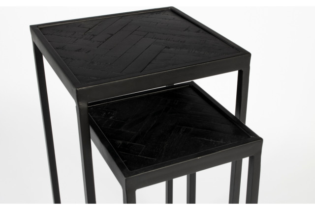 Wooden Chevron Side Tables (2) | DF Parker - Industrial - Coffee Table ...