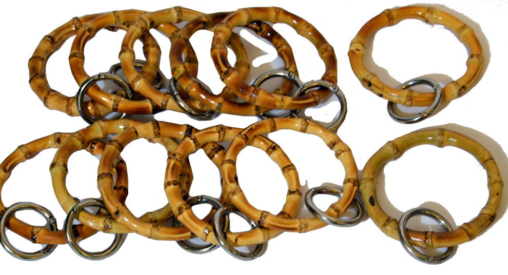 Large bamboo curtain rings with metal rings set of 10 - Tropical ...