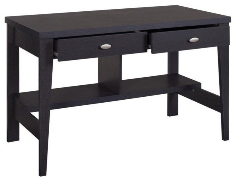 Atlin Designs 2-Drawer Engineered Wood Desk with Lower Shelves in Dark ...