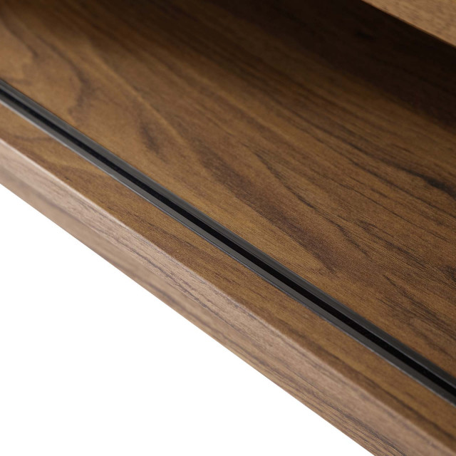 Modern Lounge Lobby Media TV Stand Storage Set, Wood, Natural Walnut ...