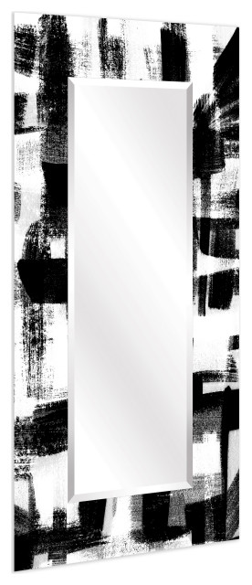 Abstract Rectangular Beveled Wall Mirror on Free Floating Printed ...