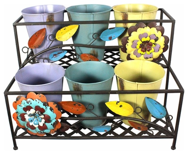 Two Tier Pot Metal Rack - Farmhouse - Indoor Pots And Planters - by ...