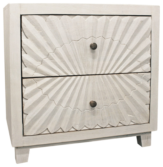30" Ivory Two Drawer Nightstand - Farmhouse - Nightstands And Bedside ...
