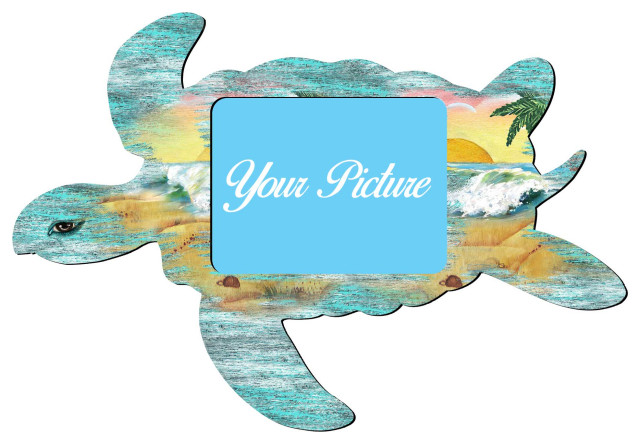 Sea Turtle Picture Frame Ornament Set of 2 - Beach Style - Christmas ...