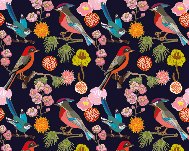 Floral Birds Wall Mural - Contemporary - Wallpaper - by Brewster Home ...