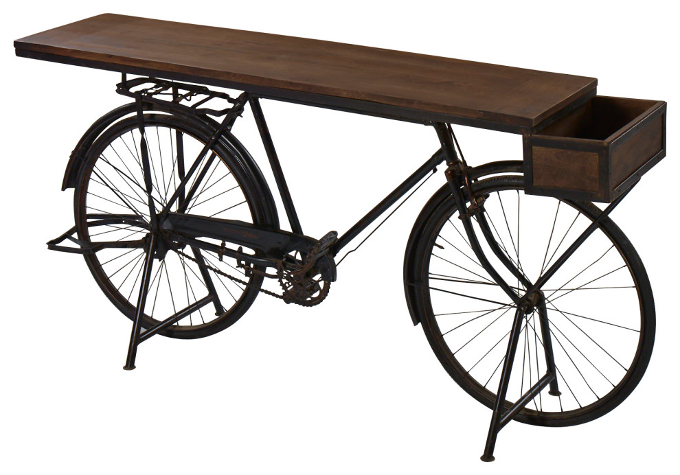 80" Unique Repurposed Entry Console Table Bicycle Home Bar Island ...