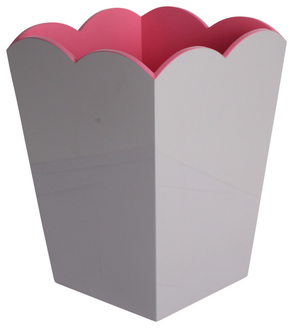 Addison Ross Lacquer Scalloped Waste Bin (Chiffon & Pink ...