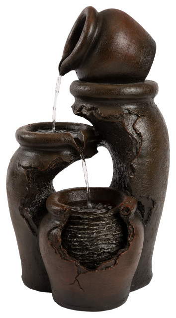 Pure Garden Outdoor 3-Tier Fountain With Hand Painted Cascading Water ...