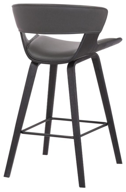 Jagger Modern 26 Wood and Faux Leather Counter Height Bar Stool, BLACK ...
