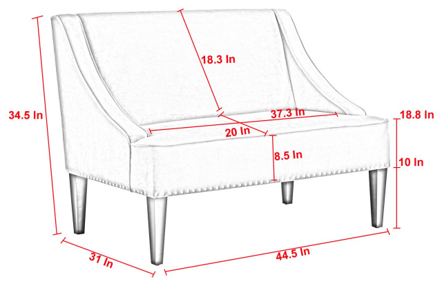 45" Beige and Black Upholstered Linen Bench - Transitional ...