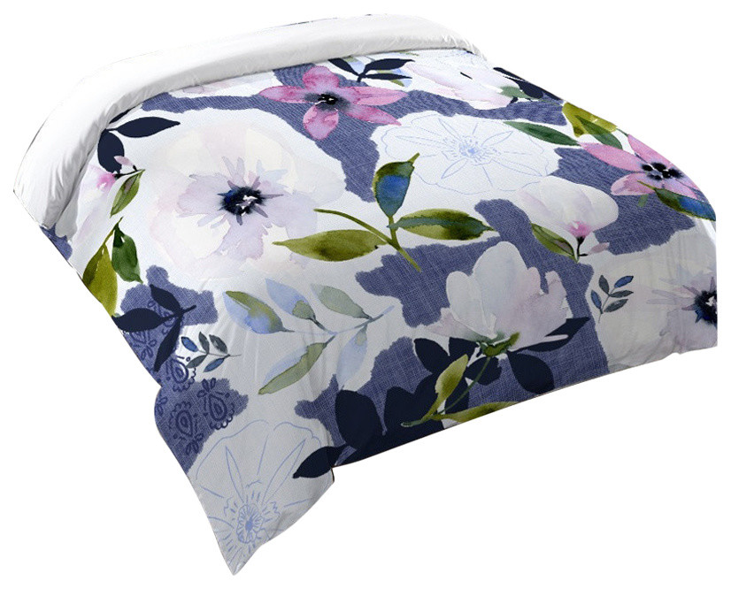 Laural Home Denim Floral Collage Duvet Cover, King, 88"x88 ...