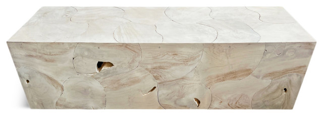 Salvaged Washed Teak Root Bench Table - Rustic - Accent And Storage ...