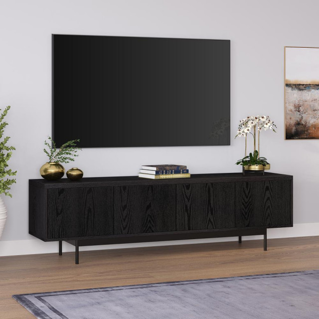 Abington Rectangular Tv Stand For Tv'S Up To 75 In Black Grain ...