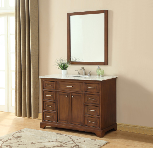 Amber Single Bathroom Vanity, Blue, 48" - Transitional - Bathroom ...