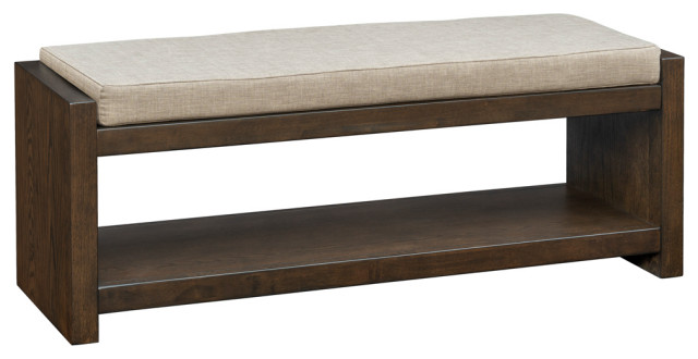 Madison Park Ivan Accent Bench with Lower Shelf in Brown - Transitional ...