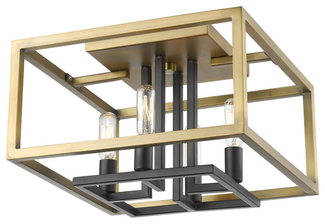 Z-Lite 456F Quadra 4 Light 13"W Flush Mount Square Ceiling ...