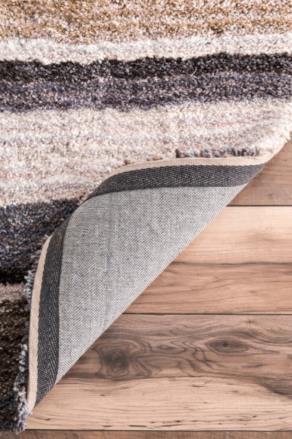 Hand-Tufted Striped Shaggy Plush Shag Rug, 6'x9' - Contemporary - Area ...