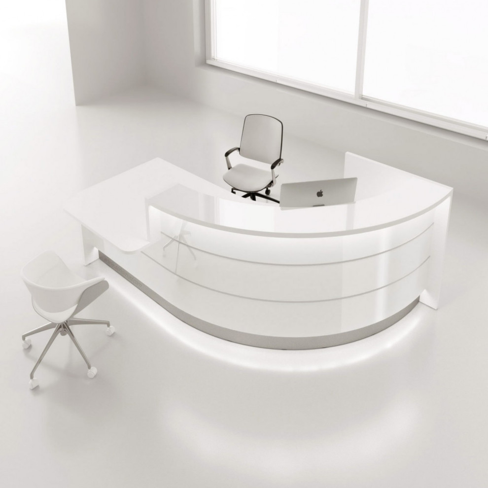 Valde J-Shaped Reception Desk with Countertop, White by MDD Furniture ...