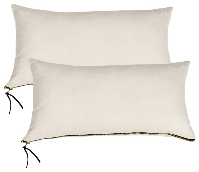 Suede Pillow Shell with Big Zipper, 14x26" - Transitional - Decorative ...