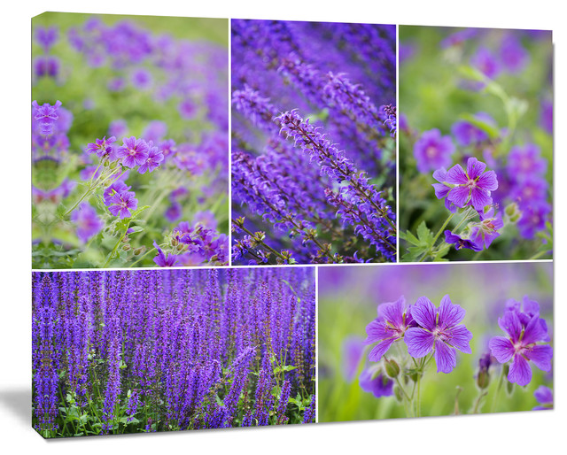 Blue Spring Flowers Collage, Floral Canvas Art Print, 20"x12 ...