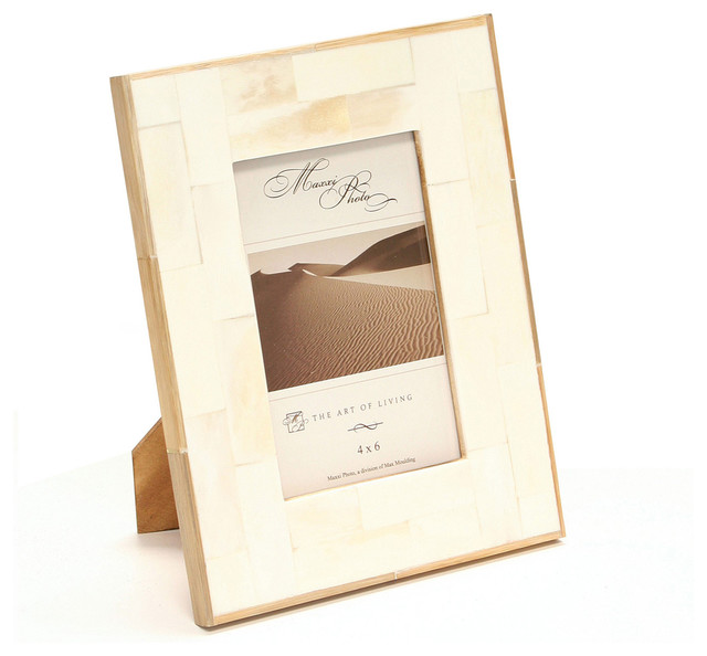 Sahara White Bone Frame With Bamboo Frame, 5"x7" - Transitional ...