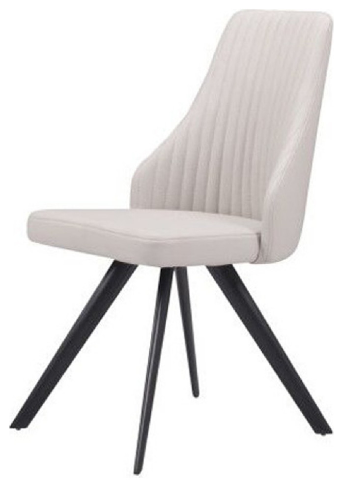 Leatherette Wooden Dining Chair with Angular Metal Legs, Gray ...