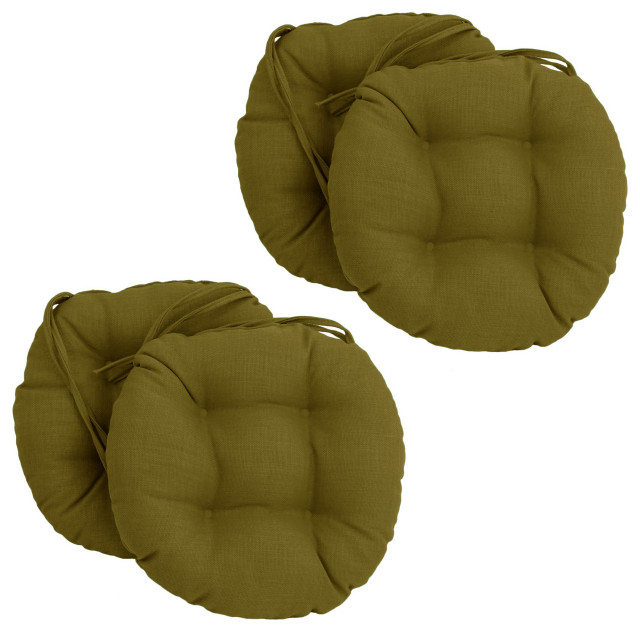 16" Polyester Solid Outdoor Round Tufted Chair Cushions, Set of 4 ...