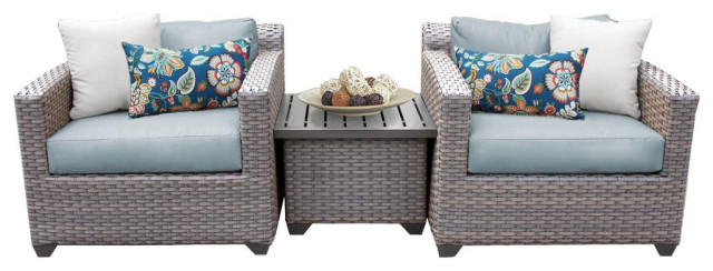 Florence 3 Piece Outdoor Wicker Patio Furniture Set 03a, Spa - Tropical ...